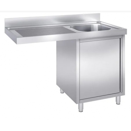 Plonge avec passage lave-vaisselle et placard - cuve à gauche - 120 x 60 cm