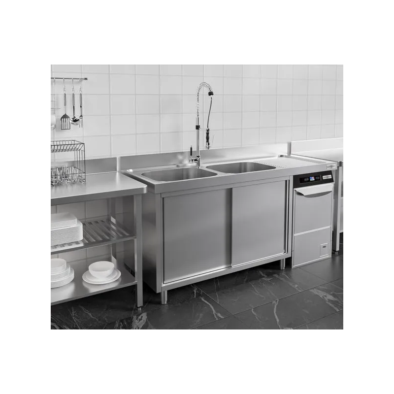 Plonge avec passage lave-vaisselle et placard - cuve à gauche - 120 x 60 cm