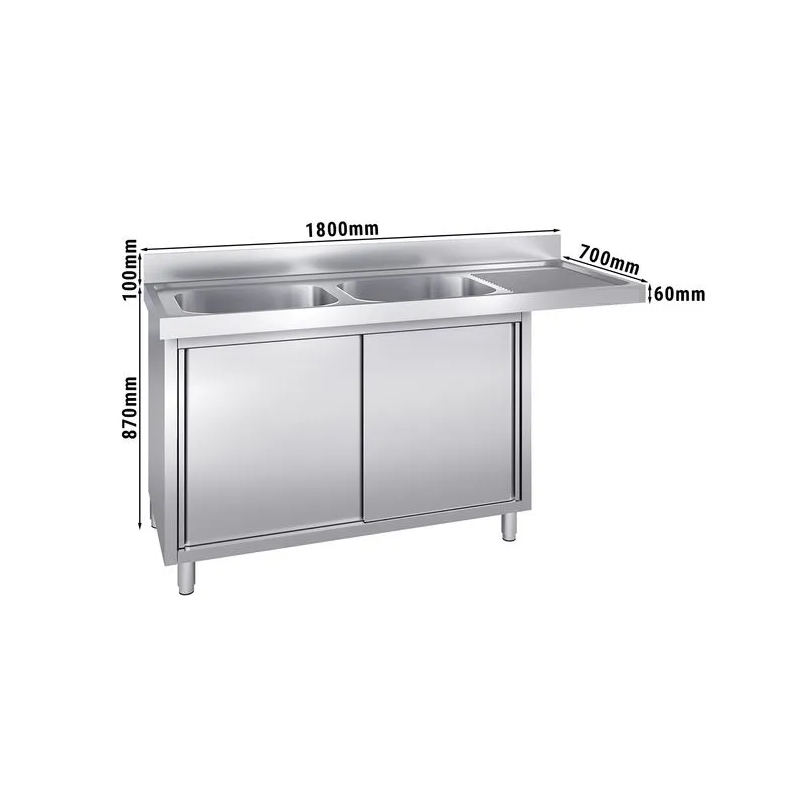 Plonge avec passage lave-vaisselle et placard - cuve à gauche - 120 x 60 cm